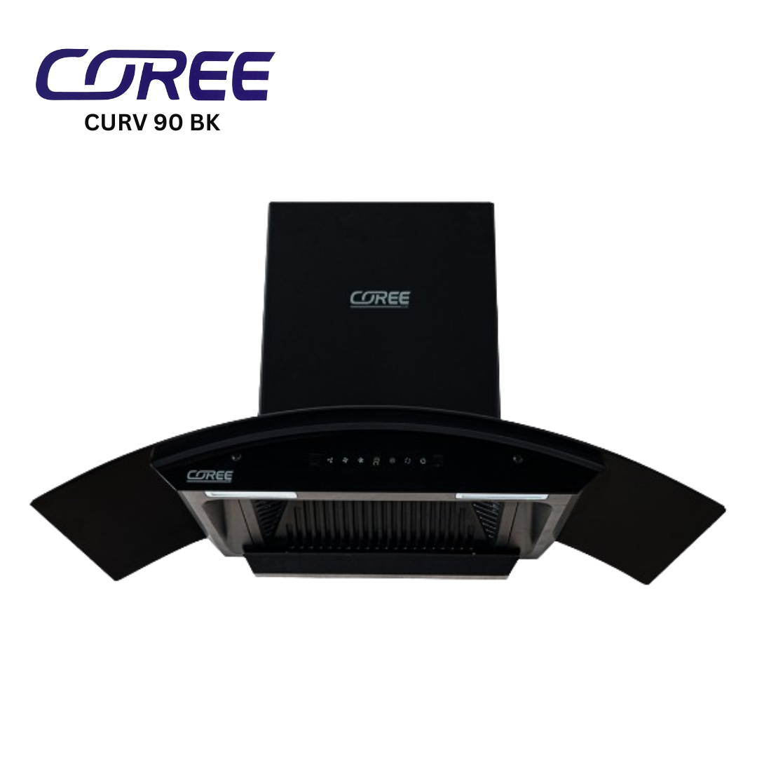 Coree Auto Clean Curved Chimney - CURV 90 BK | AC GHAR